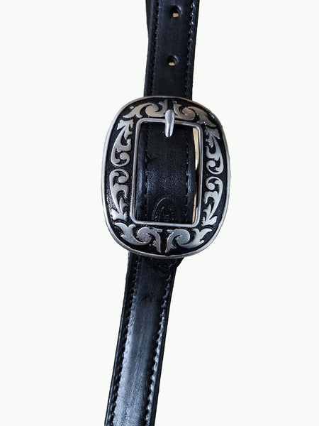 WH200-3_Draft Headstall Draft Size Black 1 Inch Leather With Horse Sho ...